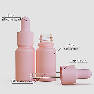 seafulee 1/3 oz Pink Coated Glass Dropper Bottles (10ML) with Glass Eye Dropper, UV Safe Bottles for Essential Oils and Aromatherapy (Pack of 12)