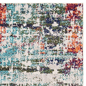 SAFAVIEH Madison Collection Area Rug - 5'3" x 7'6", Blue & Green, Modern Abstract Design, Non-Shedding & Easy Care, Ideal for High Traffic Areas in Living Room, Bedroom (MAD469A)