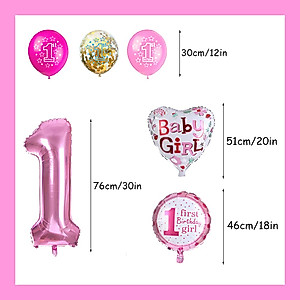 Nvetls 1st Birthday Decorations for Girls and Boys Birthday Decorations Party Balloons Set Baby Girl and Baby Boy (Pink)