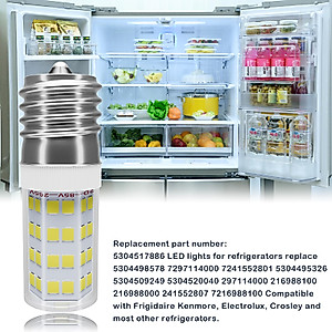 LCMLA Refrigerator LED Bulb 5304517886 KEI D28a KEL2811 Replacement for Frigidaire Kenmore Electrolux Crosley Replace 5304498578 7297114000 7241552801 5304495326 E17 3.8W 85V-265V White Light