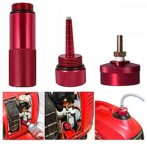 Aluminum Extended Run Gas Cap with Brass Hose Fitting, Mess Free Oil Change Funnel & Magnetic Oil Dipstick Fit for Honda Generator EU2200I (Red)