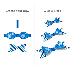Hallmark Holiday Wrapping Paper with DIY Bow Templates on Reverse (3 Rolls: 120 sq. ft. ttl) Blue and White Snowflakes, Stripes, Solid Blue for Christmas, Hanukkah, Weddings, Birthdays