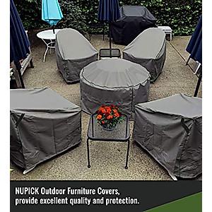 NUPICK Patio Stackable Chair Cover, 26 Inch Outdoor Furniture Chair Cover for 4-6 Stackable Dining Chair, 100% Waterproof, Rip-Stop and Weather Resistant, Grey