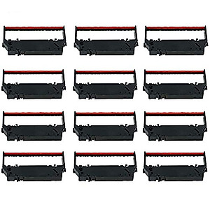 12-Pack Replacement for Star SP700 Printer Ribbon for Using with Star RC700 Sp 700 Sp700 Sp712 Sp717 Sp742 Sp747 (Black and Red)