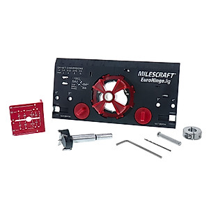 Milescraft 1342 Euro Hinge Jig – Concealed Hinge Jig, Drilling Guide, Drill Jig for Framed and Frameless Cabinets. Metal Drill Guide Produces Perfect Hinge Holes. 35 mm Forstner Bit Included