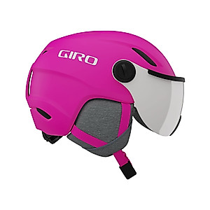 Giro Buzz MIPS Kids Ski Helmet - Snowboard Helmet with Integrated Goggle Shield/Visor - Matte Bright Pink - Size S (52-55.5cm)