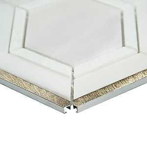 MSI Medici Gold Pattern 12.44 in. x 10.83 Marble Mesh-Mounted Mosaic Wall Bathroom, Floor, Kitchen Backsplash and Countertop Tile Geometric, Gray, White,