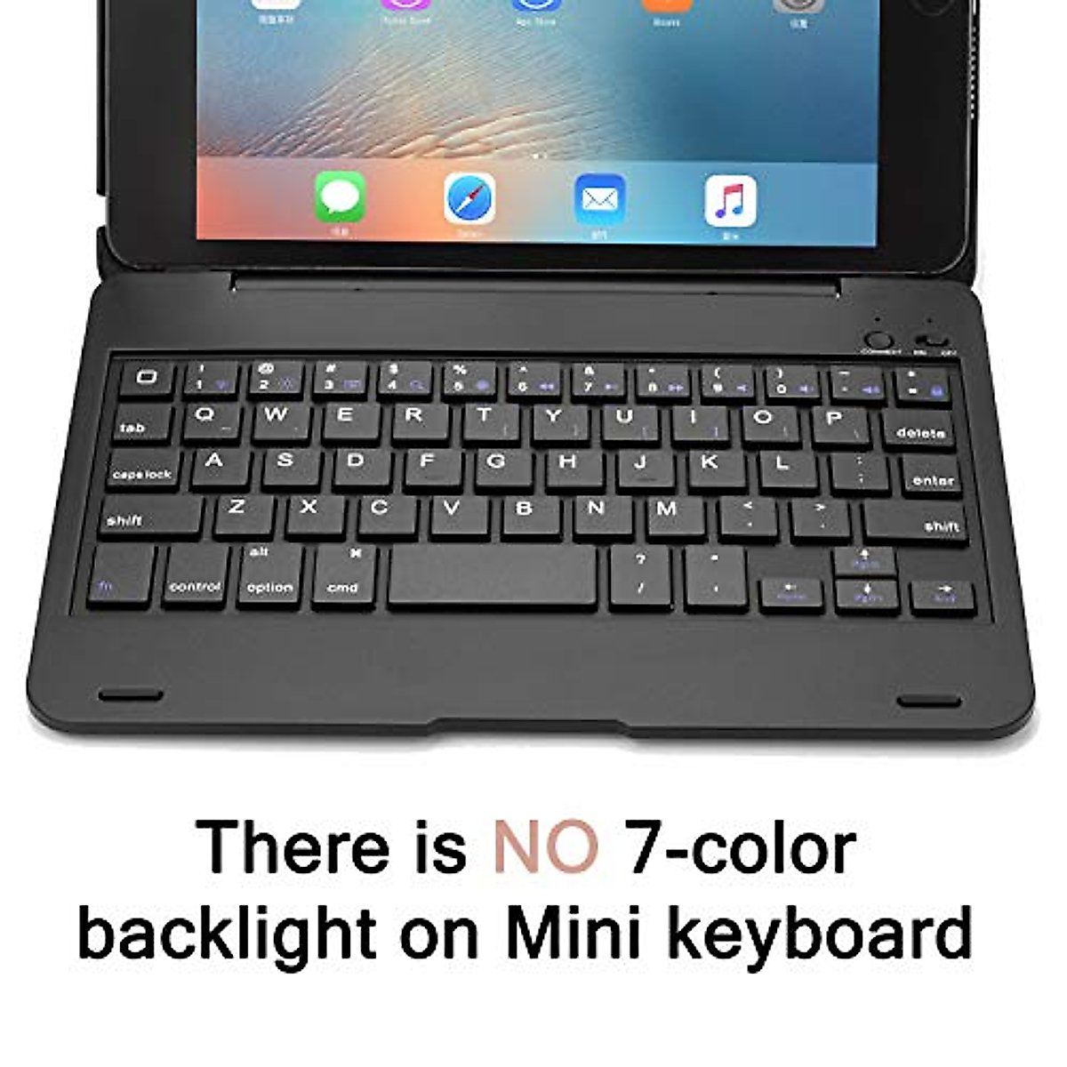 ONHI Wireless Keyboard Case for iPad Mini 5 / Mini 4 Keyboard Case Plastic Alloy Shell Smart Folio Case Auto Sleep/Wake, Silent Typing (Mini 4/5 Black)