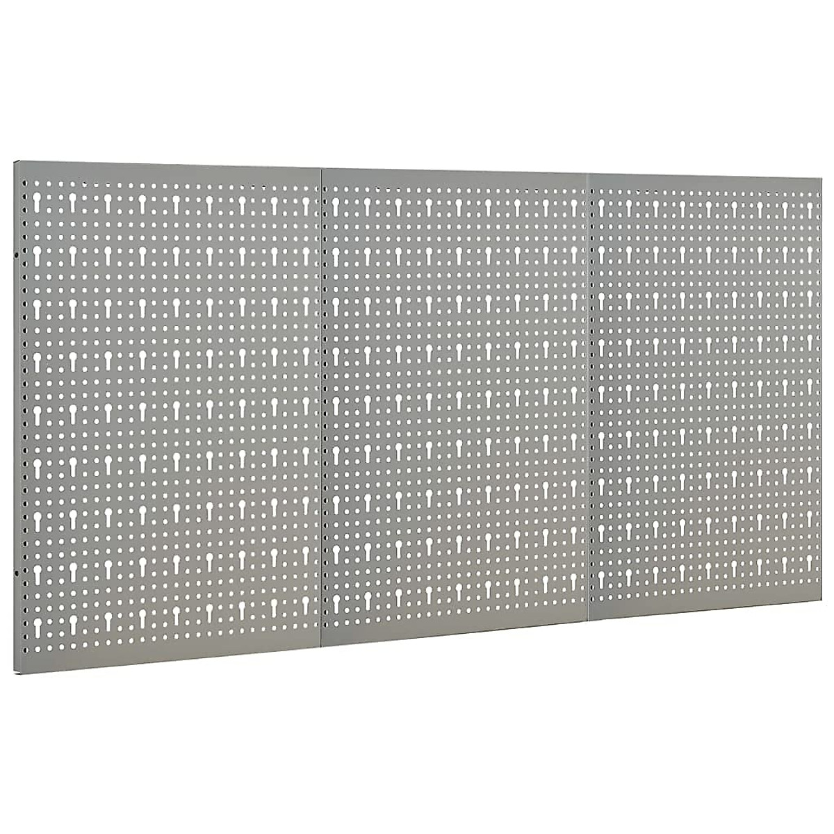 vidaXL Solid Steel Wall-mounted Peg Boards Set of 3 - Durable Workshop and Garage Tool Organizer with Perforated Panel Design, 47.2"x22.8"