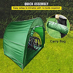 VEVOR Bike Cover Storage Tent, 420D Oxford Fabric Portable for 4 Bikes, Outdoor Waterproof Anti-Dust Bicycle Storage Shed, Heavy Duty for Bikes, Lawn Mower, and Garden Tools, w/ Carry Bag, Green