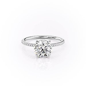 etneyjewels 14K Solid Gold Round Brilliant Cut 1.00Ct Simulated Diamond Engagement Ring Half Eternity Wedding Anniversary classic prong set diamond engagement ring (etneyjewels 14K White Gold, 3)