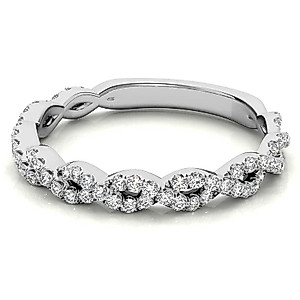 Excellent Round Brilliant Cut 0.38 Carat, Moissanite Diamond Promise Band, Prong Set, Eternity Sterling Silver Band, Valentine's Day Jewelry Gift, Customized Band (4)