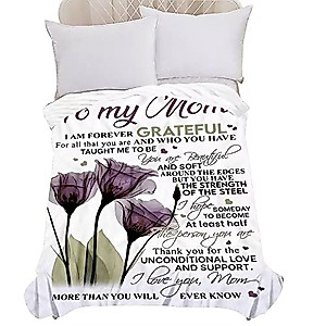 YIBZEE to My Mom Blanket - Super Soft Flannel Fleece Gift Blanket for Mother's Day Thanksgiving Christmas Birthday Presents Throw Blankets for Sofa Couch Bed Travel (to My Mom, 60 x 50in)