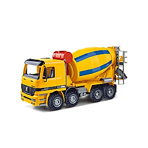 Playee Cement Mixer Toy Truck for Kids Oversized Friction Cement Truck - 14" Construction Vehicle Toy for Boys and Girls - Can Actually Turn The Mixer, Great Car Toys Gift Giveaways for Your Kids