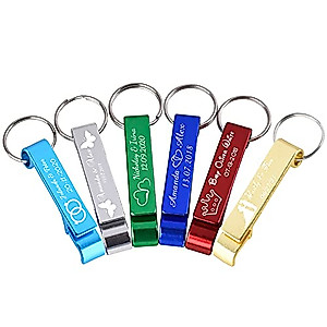 100pcs Personalized Wedding Favors Bottle Opener With Organza Bags, Wedding Favors For Guests Bulk,Custom Keychain Party Holiday Christmas Favors Gift(100 Pcs + Bag)