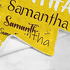 MyPupSocks Personalized Initials Name Bed Blankets with Photos Yellow Throw Blanket for Couch Lightweight Throw 40"x50"