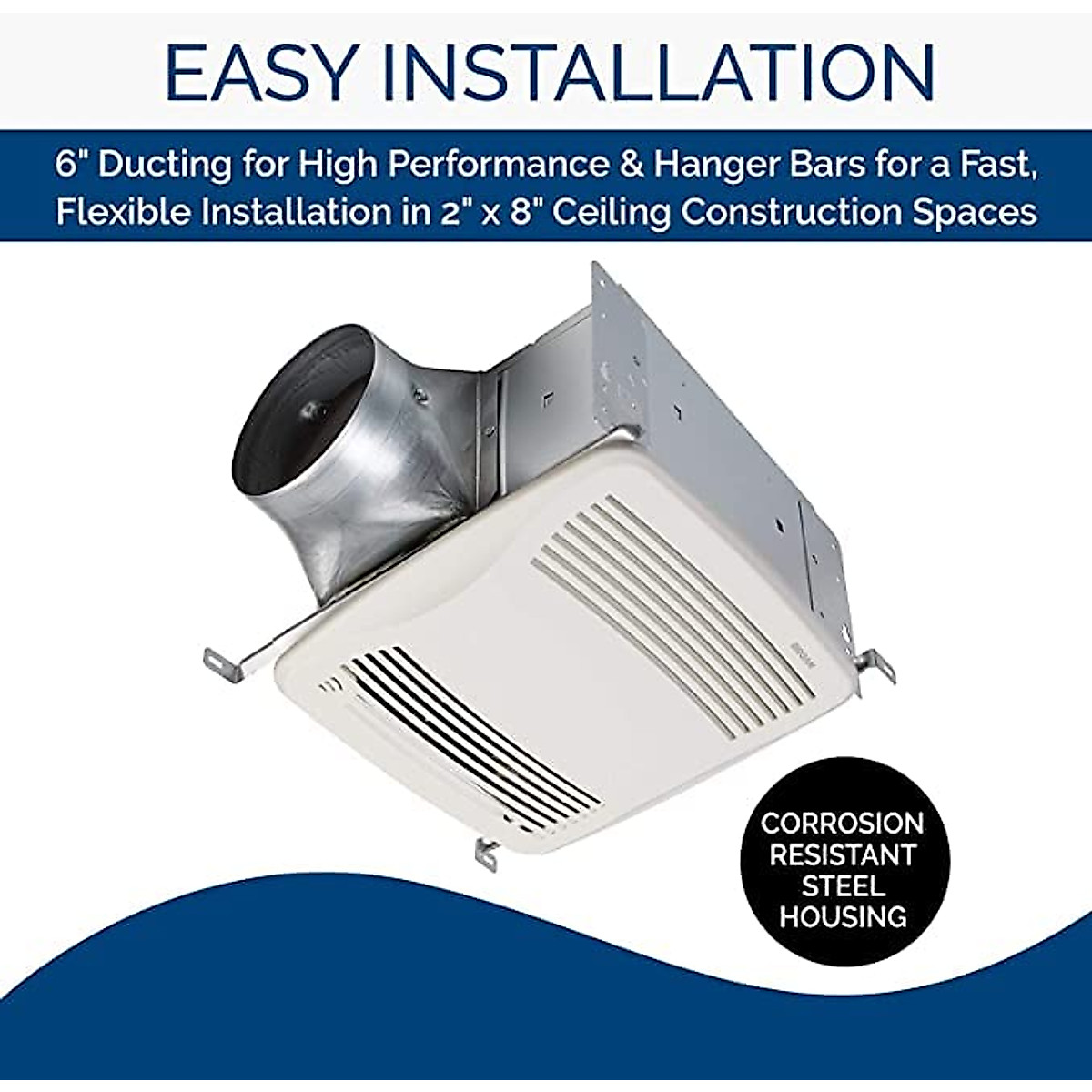 Broan-Nutone QTXE110S Ultra-Silent Ventilation Fan, Exhaust Fan for Bathroom and Home, ENERGY STAR Certified, 0.7 Sones, 110 CFM , White , 6" Round