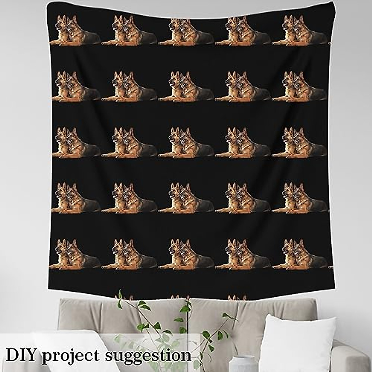 Erosebridal German Shepherd Fabric by The Yard,3D Print Dog Upholstery Fabric,Pet Animal Decorative Fabric for Kids Girls Boys,Rustic Farmhouse Pug Indoor Outdoor Fabric for Quilting Sewing,1 Yard