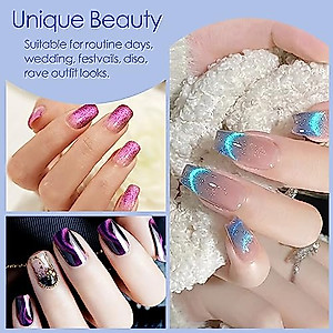 Allstarry Cat Eye Chrome Powder 4 Colors 3D Magnetic Aurora Nail Powder Metallic Pigment Galaxy Effect Glitter Resin Pigment with Magnet Pen for Nail Art Manicure Gel Polish