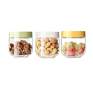 DNIENKGE Glass Sealed jar Confectionery Container – 10oz Kitchen Glass Sealed Storage Jar with Stackable Sealed Lid for Kitchen Seasoning, Coffee Beans, Tea, Sugar, Vanilla (3PCS)