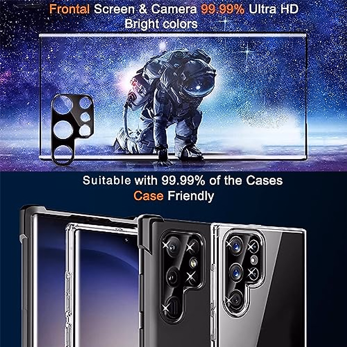 Milomdoi [2+3Pack] 9H for Samsung Galaxy S23 Ultra Screen Protector Tempered Glass Accessories, 2 Pack Full Coverage Screen Protector for Samsung S23 Ultra 5G 3 Pack camera lens protector case fit