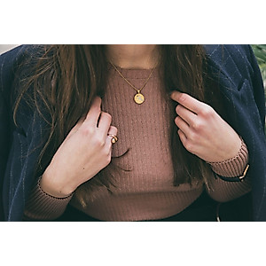 10k Real Solid Gold Round Lucky Charm Pendant, Good Luck Gifts for Her