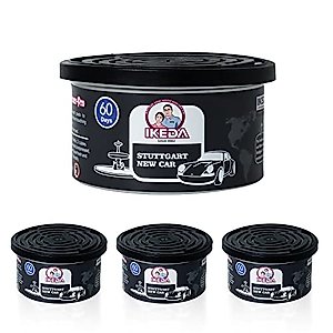 Ikeda Scents Car Air Fresheners: Stuttgart New Car Scent | Organic Cans | Odor Eliminator Essential | Long-Lasting | Strong Fragrance | For Home Closet | 1.5 Oz | Pack of 4