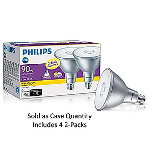 Philips LED Indoor/Outdoor Classic Glass Non-Dimmable PAR38 40-Degree Flood Light Bulb: 900-Lumen, 3000-Kelvin, 11-Watt (90-Watt Equivalent), E26 Base, Bright White, 8-Pack