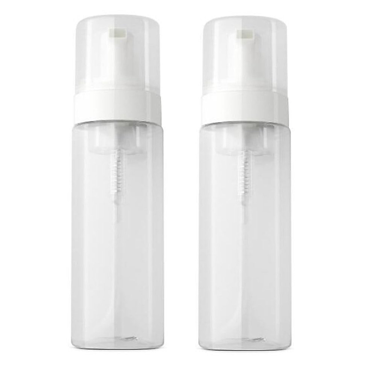 2PCS 150ml/5oz Empty Clear Plastic Foam Pump Bottles Foaming Dispenser Refillable Travel Toiletry Hand Wash Facial Cleanser Shampoo Cosmetic Container Storage Portable Foaming Bottles