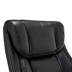 La-Z-Boy Bellamy Executive Office Chair with Memory Foam Cushions, Solid Wood Arms and Base, Waterfall Seat Edge, Bon, Black