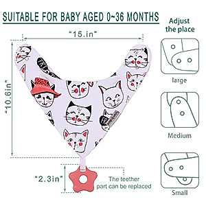 vuminbox Baby Bandana Drool Bibs 6-Pack and Teething Toys 6-Pack Made with 100% Organic Cotton, Absorbent and Soft Unisex (Multicolor)