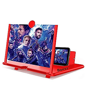 3D Screen Magnifier Amplifier, Boolian,HD Amplifier Projector for Movies, Videos and Games. Foldable Phone Stand with Screen Amplifier for All Smartphones (red)