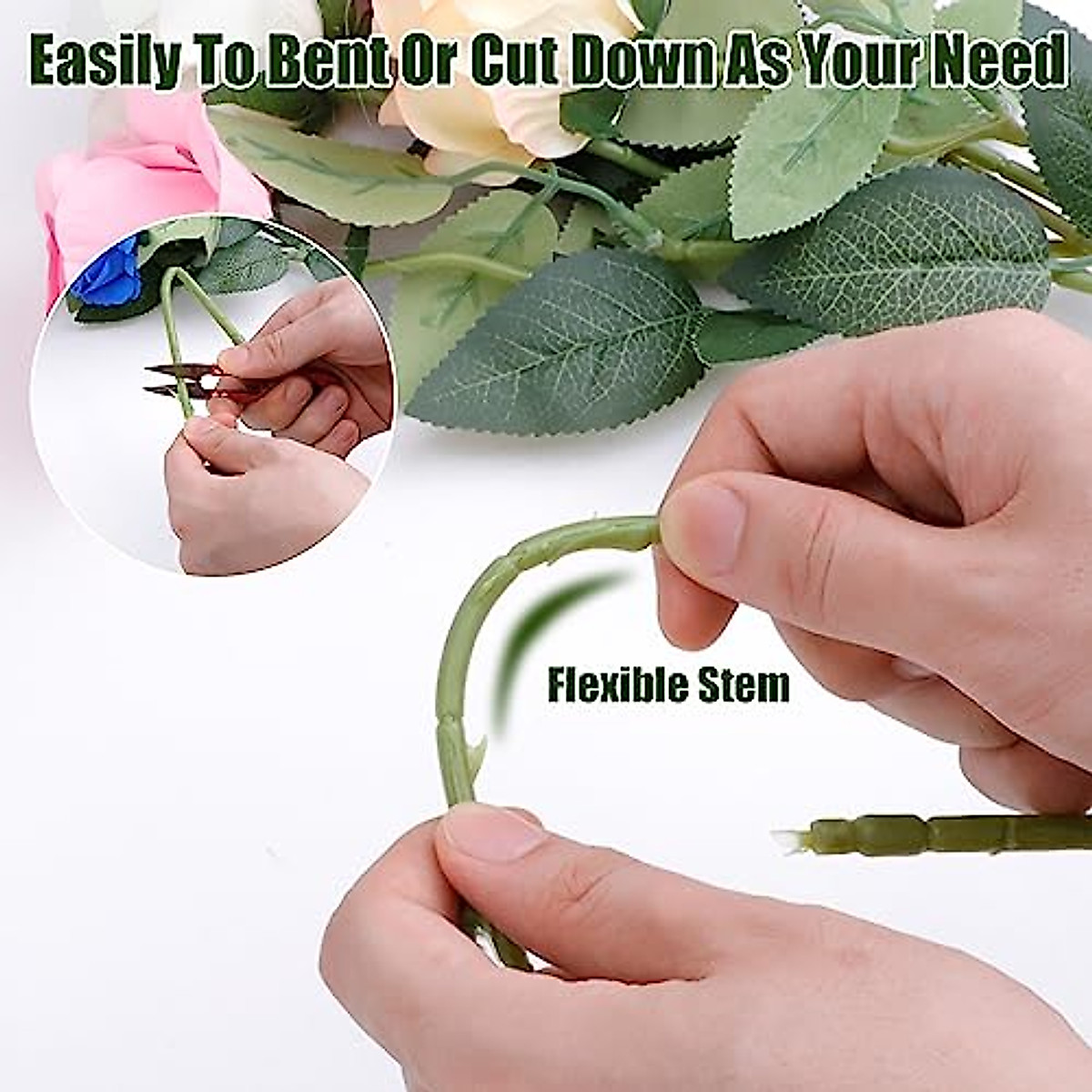 RETON 10 Pcs Artificial Silk Rose Flower, Realistic Roses Fake Flowers for DIY Wedding Bouquets Centerpieces Party Garden Home Floral Arrangement Decoration - 50cm (Multicolor)