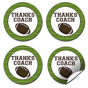 Football Team Coach Appreciation Thank You Sticker Labels, 40 2" Party Circle Stickers by AmandaCreation, Great for Envelope Seals & Gift Bags