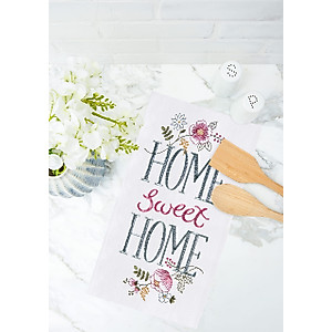 C&F Home Home Sweet Home Embroidered Flour Sack Kitchen Towel Decor Decoration 18" x 27" White