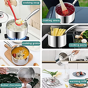 LIANYU 2QT Saucepan with Lid, Triply 18/10 Stainless Steel Sauce Pan with Stay-cool Handle, 2 Quart Induction Saucepan Pot for Cooking Pasta Soup, Small Saucepan with Thick Bottom, Dishwasher Safe