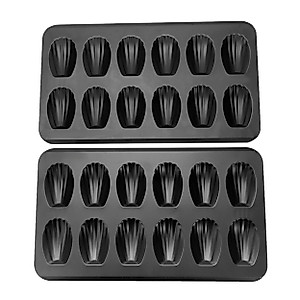 YumAssist 2 Pack Nonstick Madeleine Pan, 12-cup Heavy Duty Shell Shape Baking Cake Mold Pan.