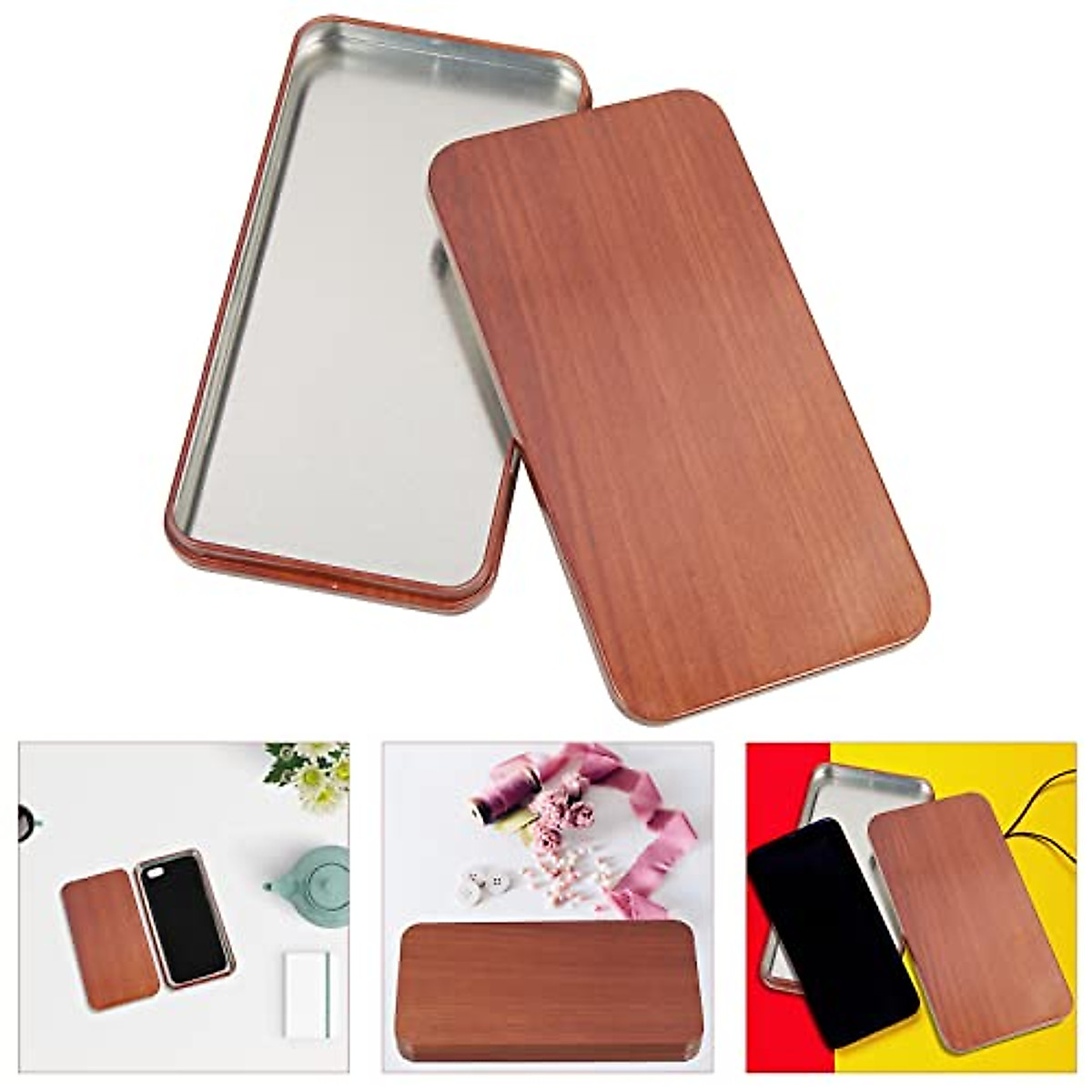 Cabilock Desktop Stand Desktop Stand Glass Containers 4pcs Metal Portable Storage Box Empty Tins with Lid Screen Protector Organizer Desktop Stand Glass Containers Glass Containers