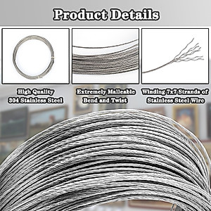 Picture Frame Wire for Hanging, Picture Hanging Wire Kit 33 Feet Picture Frame Wire Heavy Duty Stainless Steel Wire for Hanging Pictures, Mirror, Artwork, Light, Canvas Hanging Kit