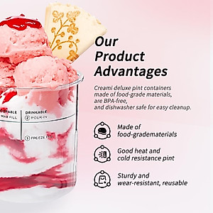 Fwioaor Premium 24 oz. Pint Containers for Ninja Creami Deluxe - 4 Pack | NC500, NC501 Series Compatible | BPA-Free, Dishwasher Safe