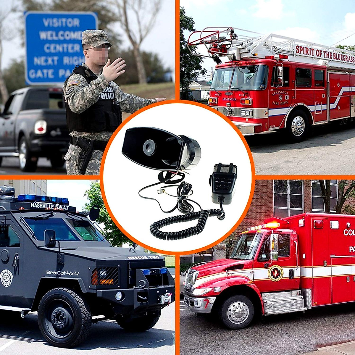 Viping Car Horn Siren Police Car Siren Horn Speaker 80W siren speaker Horn with Mic PA speaker system Emergency Sound Amplifier Alarm System Kit Alarm Horn for any 12V Truck lorry boat car ect