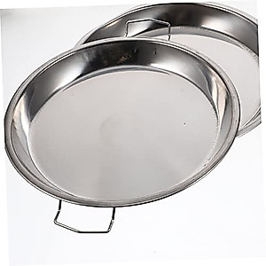 BESTonZON 10 Pcs Stainless Steel Disc Round Serving Platter Tool Trays Serving Tray Round Fish Steaming Plate Fish Dish Steak Tray Stainless Steel Reel Silver Flat Stainless Steel Dishes