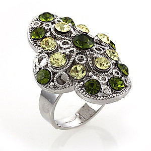 SoulBreezeCollection Green Flower Design Cocktail Ring Jewelry for Prom Bridal Wedding Bridesmaid Brides