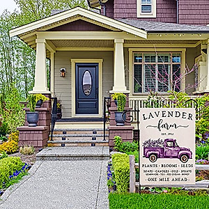 Welcome Lavender Truck Garden Flag Vertical Double Sized, Seasonal Summer Holiday Yard Outdoor Decoration 12.5 x 18 Inch