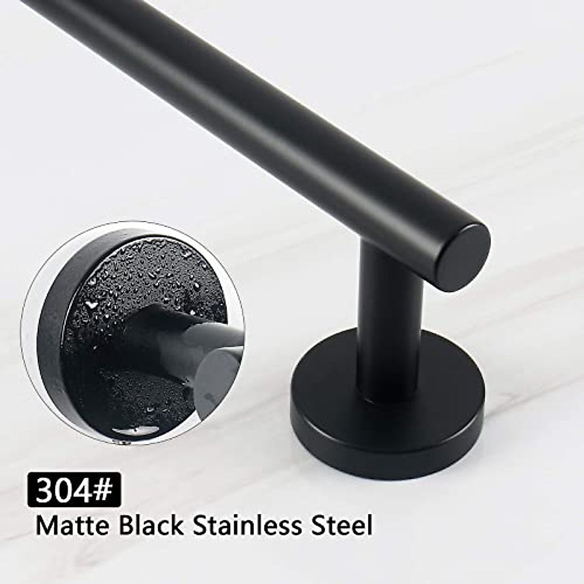 NearMoon Bathroom Towel Bar, Bath Accessories Thicken Stainless Steel Shower Towel Rack for Bathroom, Towel Holder Wall Mounted (2 Pack, Matte Black, 24 Inch)