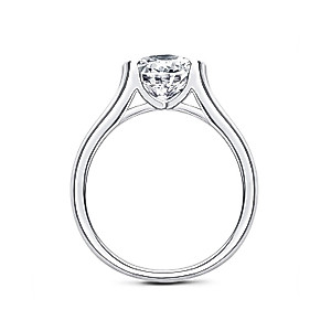 WOAINI Moissanite Rings, 2 Carat Round Cut Moissanite Platinum Plated Sterling Silver Engagement Wedding Ring for Women, Promise Ring for Her, Mother Day