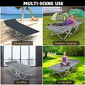 MOPHOTO Folding Camping Cot for Adults, Heavy Duty Sleeping Cot for Adults Portable Sleeping Bed Outdoor Cot Bed for Home Camp Office Use