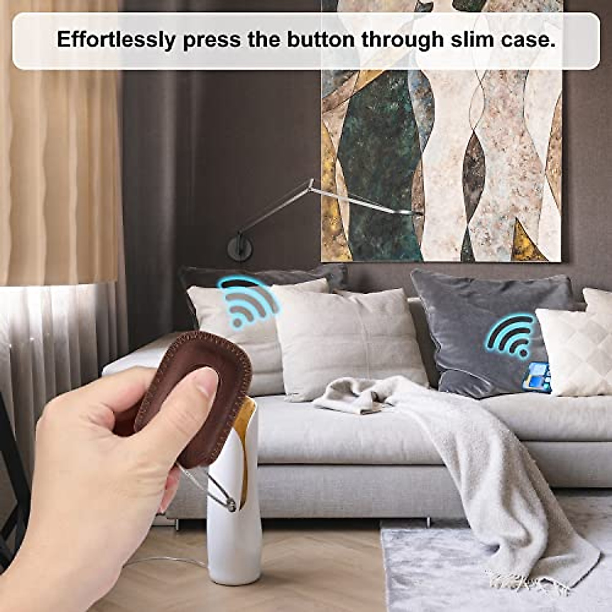 Fintie Genuine Leather Case for Tile Pro 2022 Key Finder Phone Finder, Anti-Scratch Skin Cover with Keychain - Brown