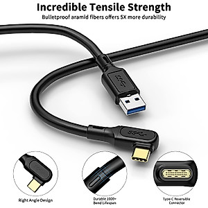 Paiholy USB Type C Cable, 90 Degree Angled High Speed Data Transfer & Fast Charging for VR Headset and Gaming PC (Black4, 16ft)