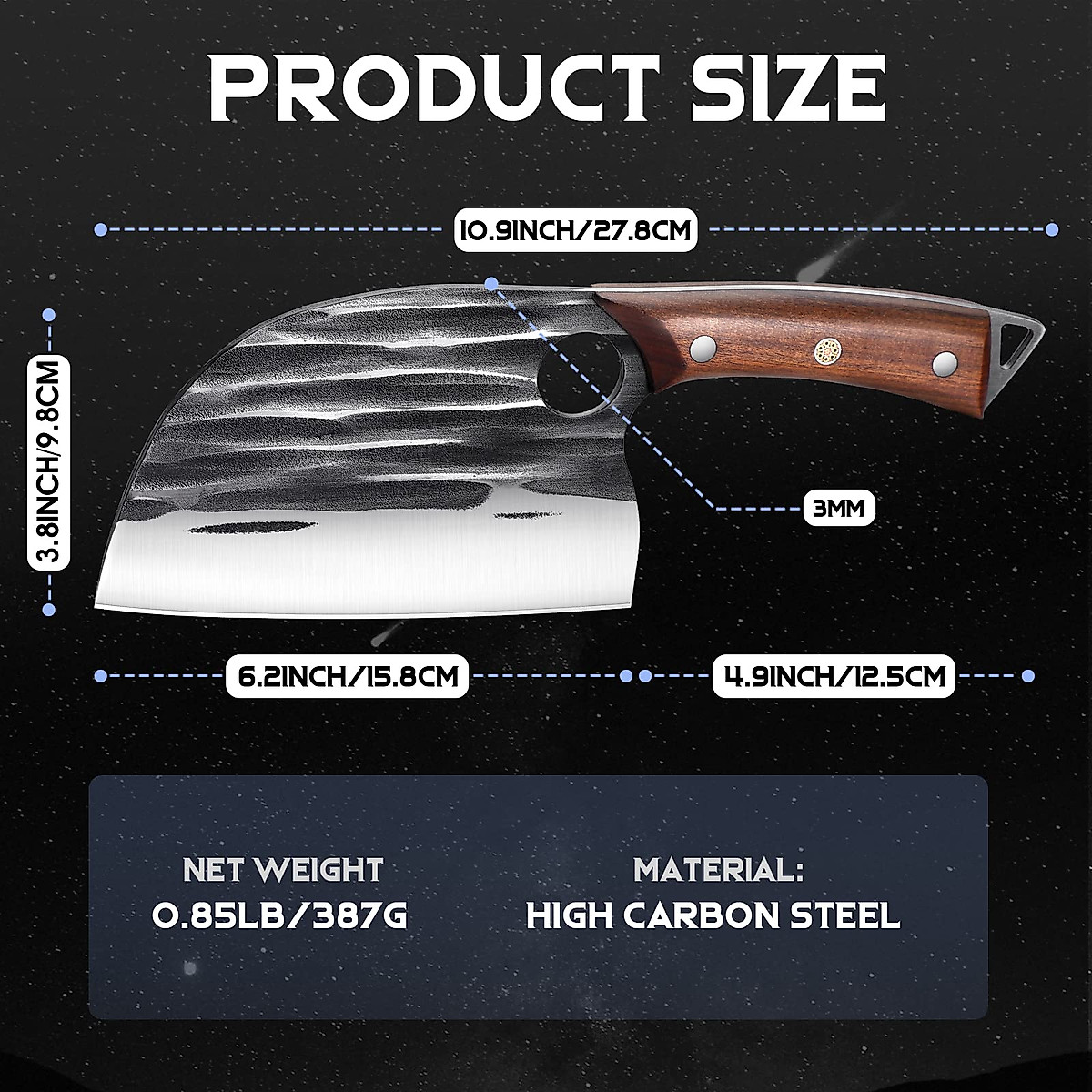 Golden Bird Serbian Meat Cleaver Knife - 6.2 Inch Serbian Knife Heavy Duty Sharp Butcher Knife for Meat Cutting, High Carbon Steel Kitchen Knife with Gift Box